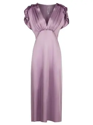 VICTORIA BECKHAM Victoria Beckham Plunge V-Neck Satin Midi Dress