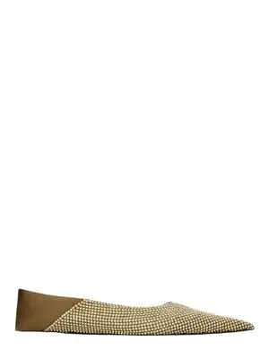 Saint Laurent Pointed Flat Embellished Shoes - Brown
