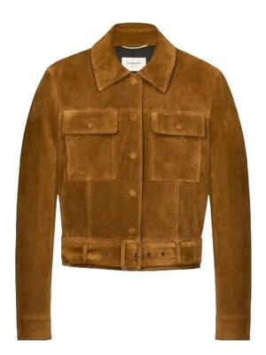 Saint Laurent Saint Laurent Belted Suede Jacket Brown