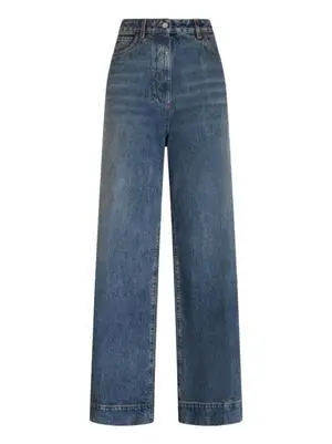Etro Logo Embroidered Wide-leg Jeans - Blue