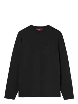Gucci Logo Embroidered Long-sleeve T-shirt - Black