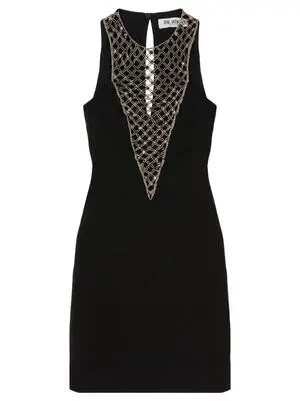 Attico Beaded Sleeveless Mini Dress - Black