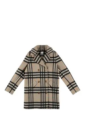 Burberry Check Pattern Tailored Coat - Nude