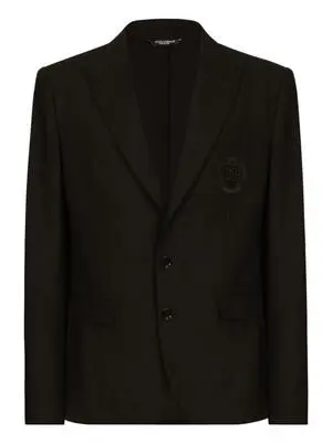 Dolce & Gabbana Dolce Gabbana Logo Embroidered Tailored Blazer - Black