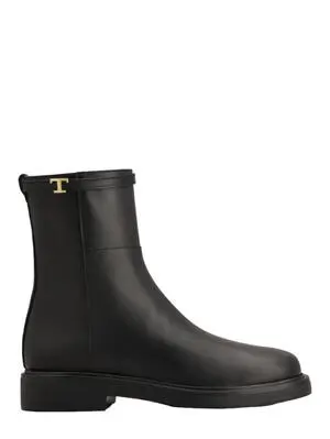 TOD'S Tod's Calfskin Leather Ankle Boots With T Timeless Logo Detail