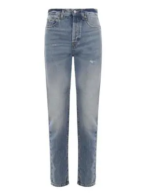 Saint Laurent Mid-rise Slim Fit Jeans With Distressed Finish - Blue