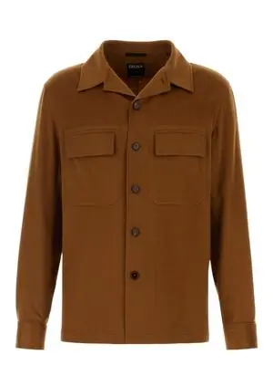 Zegna Long Sleeved Buttoned Overshirt - Brown