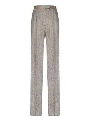 Max Mara Pleated Detailed Straight Leg Trousers - Gray