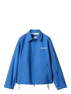 Miu Miu Logo Embroidered Zip-up Jacket - Periwinkle Blue