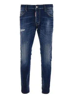 Dsquared2 Distressed Logo Tag Jeans - Blue