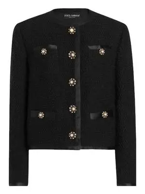 DOLCE & GABBANA Dolce & Gabbana Textured Crewneck Jacket With Embellished Buttons