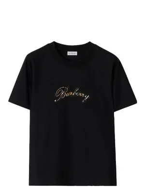 Burberry Check Cursive Logo T-shirt - Black
