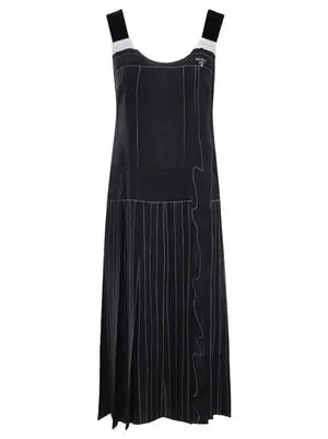 Prada Logo Printed Unlined Midi Dress - Black