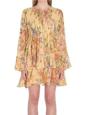Celine Mini Pleated Dress In Silk Georgette - No