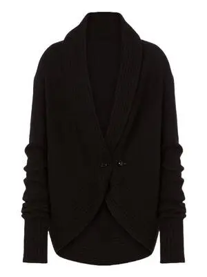 Alberta Ferretti Ribbed Shawl-collar Cardigan - Black