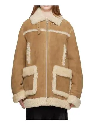 MAISON MARGIELA Shearling Caban Jacket - Camel