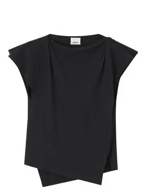 Isabel Marant Étoile Asymmetrical Short-sleeved T-shirt With Logo - Black