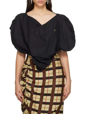 VIVIENNE WESTWOOD V-neck Short Sleeve Blouse - Black