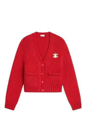 Celine Cardigan In Cashmere And Silk - Bright Red