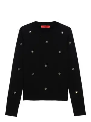 MAXCO. Max&co. Rhinestone-embellished Rib Knit Jumper - Black