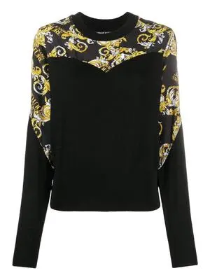 Versace Long-sleeved Sweater With Patterned Detail - Black