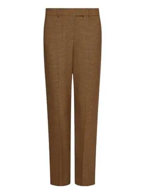 Marella Tailored Stretch Chino Trousers With Plaid Pattern - Camel
