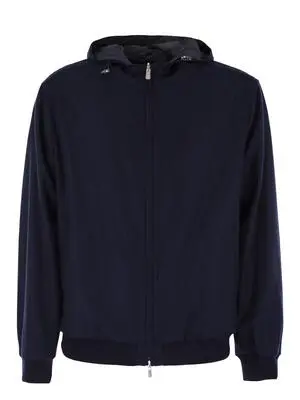 Fedeli Reversible Hooded Bomber Jacket - Black