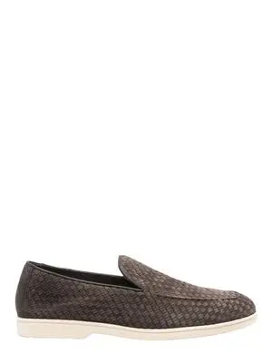 DOUCAL'S Woven Suede Slip-on Loafers - Brown