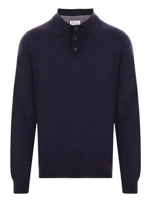 MAISON MARGIELA Long-sleeved Knitted Polo Shirt - Black