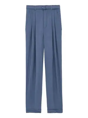 Saint Laurent Slim Belted Pants - Blue