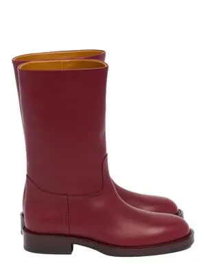 Loro Piana Leather Mid-calf Boots - Red