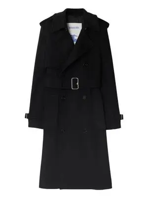 Burberry Double Breasted Belted Trench Coat - Black