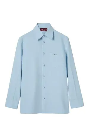 Gucci Gucci Horsebit-Embellished Twill Shirt Light Blue