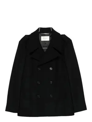 Saint Laurent Double-breasted Cupro Coat - Black