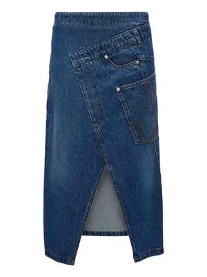 J.W.ANDERSON Jw Anderson Logo Patch Twisted Midi Skirt - Blue