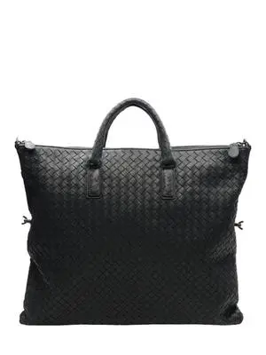 Bottega Veneta Woven Leather Top Handle Bag - Black