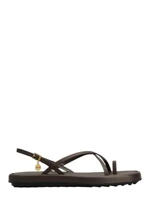 TOD'S Tod's Leather Sandals With Adjustable Strap And Logo Detail Brown
