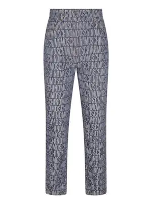 Moschino Allover Logo Denim Pants - Gray