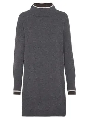 BRUNELLO CUCINELLI Brunello Cucinelli High Neck Ribbed Mini Dress