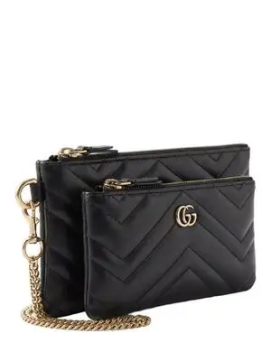 Gucci Gg Marmont Small Pouch With Chain - Black