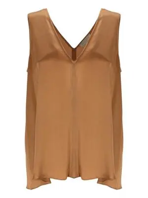 Antonelli Firenze Sleeveless V-neck Top - Brown