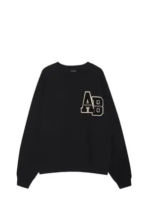 ANINE BING Miles Logo Patch Crewneck Sweatshirt - Black