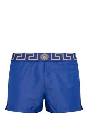 Versace Greca Waistband Swim Shorts - Blue
