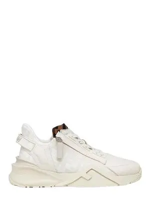 Fendi Lace-up Sneakers With Ff Pattern And Embossed Logo - White