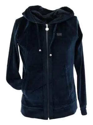 EA7 Logo Hooded Casual Coat - Black