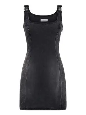 MARINE SERRE Moon Laser Denim Sleeveless Mini Dress - Black