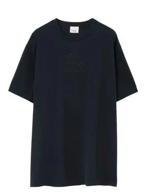 Burberry Burberry Logo Embroidered Crewneck T-Shirt Blue