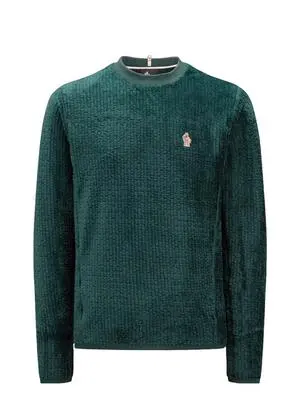 Moncler Ribbed Fleece Crewneck Sweatshirt - Dark Green