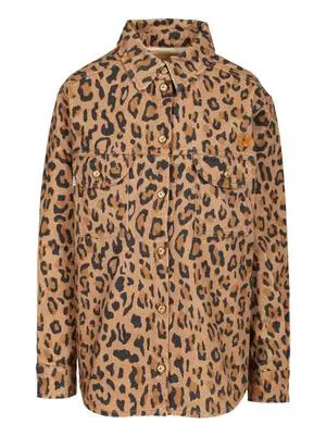 BLAZÉ MILANO Blazé Milano Animal-Print Button-Up Shirt With Buckled Pockets