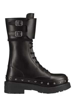 Dior Ankle Boots With Silver-tone Studs And Buckles - Black